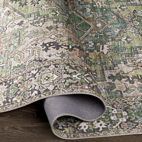 Mistana™ Albion Performance Black/Green/Ivory Rug & Reviews | Wayfair