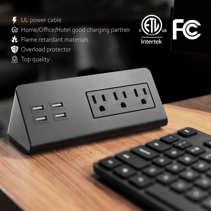 GDL Two Desk Edge Mount Power Outlets With Usb Charge Ports & Reviews ...