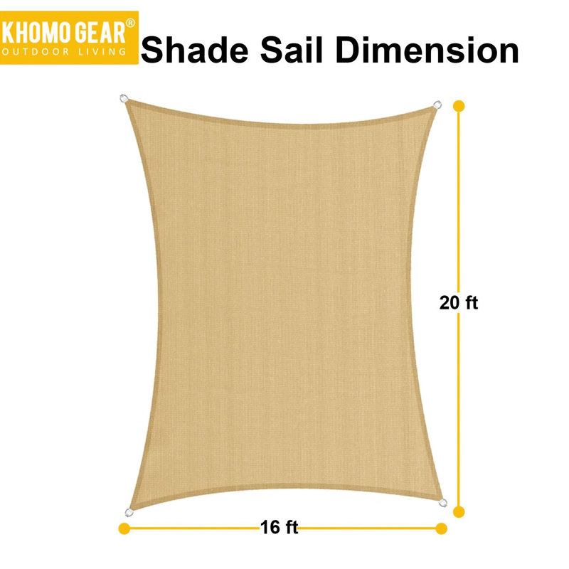 KhomoGear Sun 16' x 20' Rectangular Shade Sail & Reviews | Wayfair