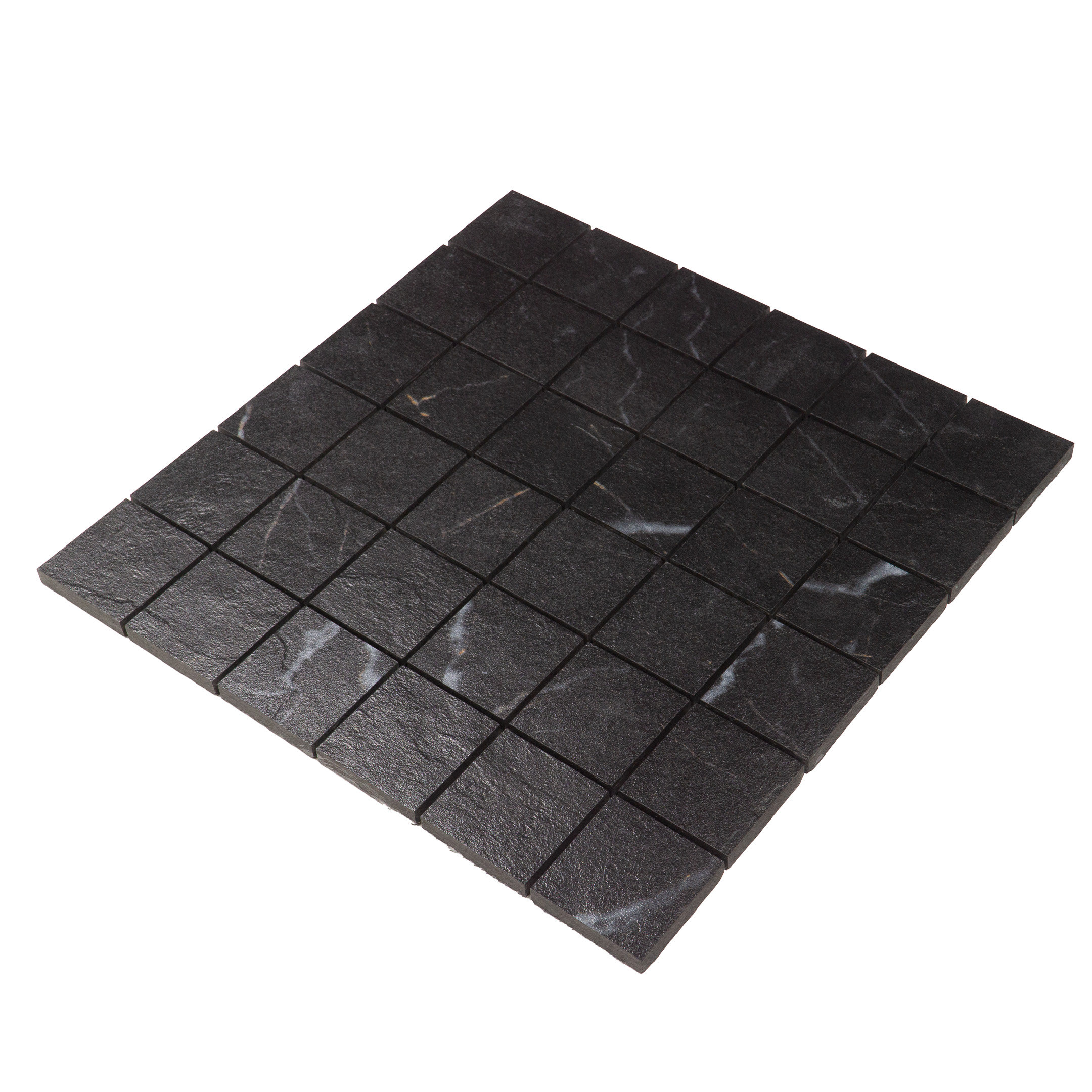 Qube Tiles Onda Black 2" x 2" Square Textured Marble Look Mosaic ...