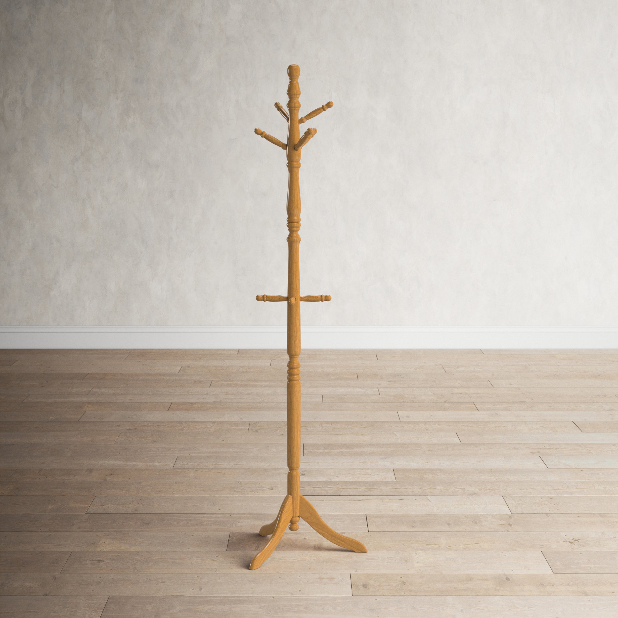 Birch Lane™ Gaston 19.25'' Wide Solid Wood 10 - Hook Freestanding Coat ...