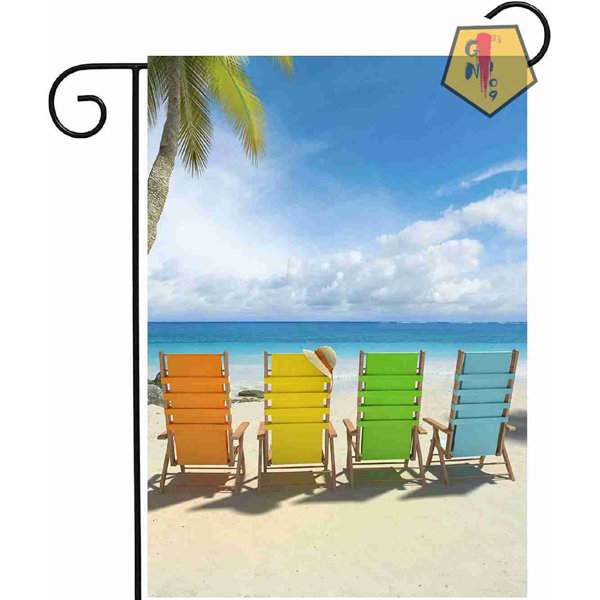 GN109 Summer Beach Tropical Colorful Chairs Palm Tree Sea Ocean Nature ...