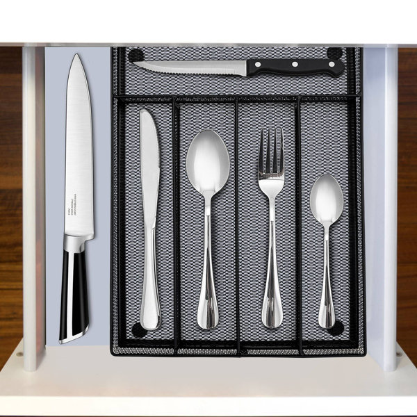 Belfry Kitchen Cutlery Organiser, 5 Compartments Cutlery Tray, Black ...