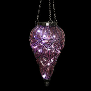 Exhart Solar Tear Shaped Glass and Metal Hanging Lantern with 15 Cool ...