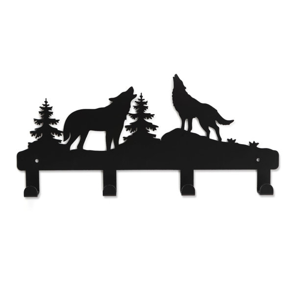 Loon Peak® Forest Wolf Family Metal 4-Hook Wall Key Rack | Wayfair