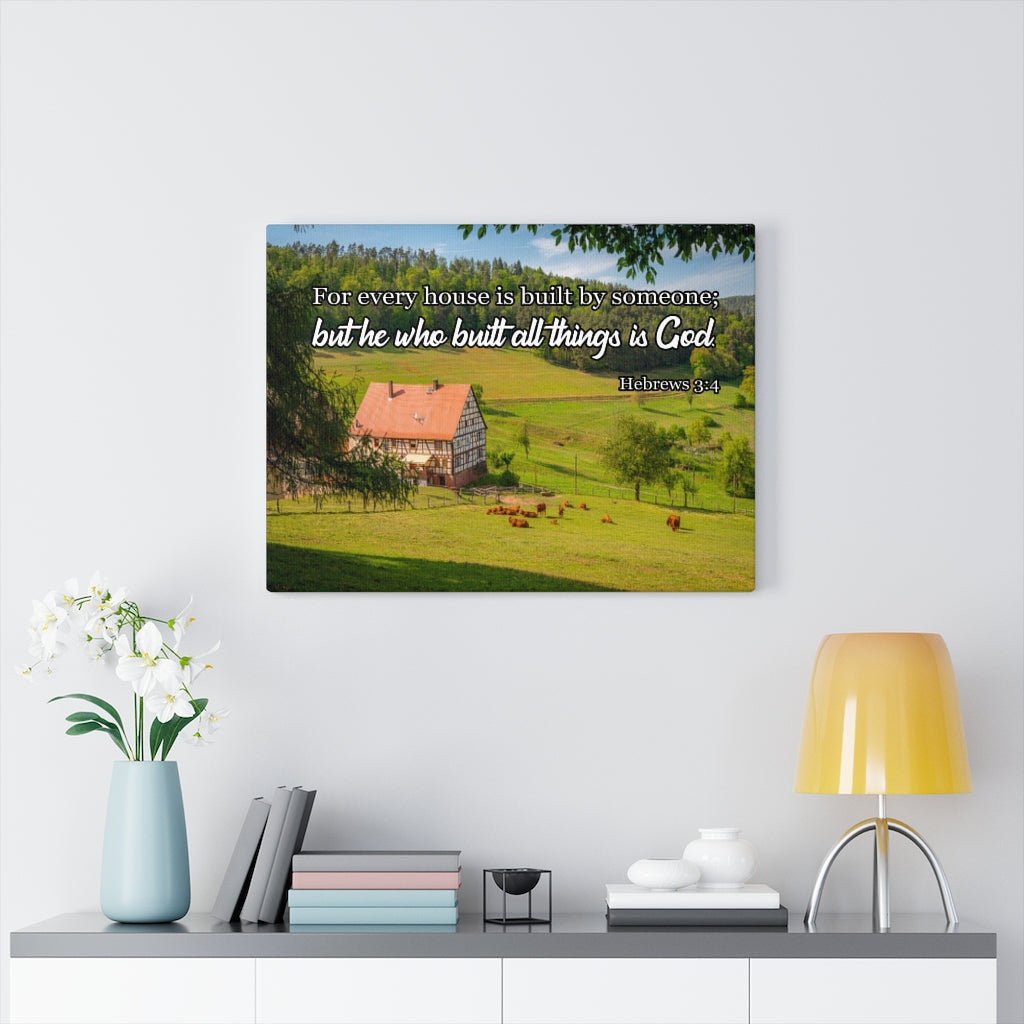 Trinx God Built All Hebrews 3:4 Christian Wall Art Bible Verse Print ...