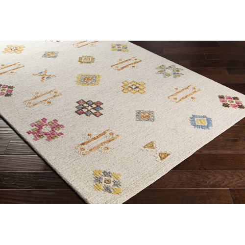 Union Rustic Aleta Handmade Wool Ivory/Orange Rug | Wayfair
