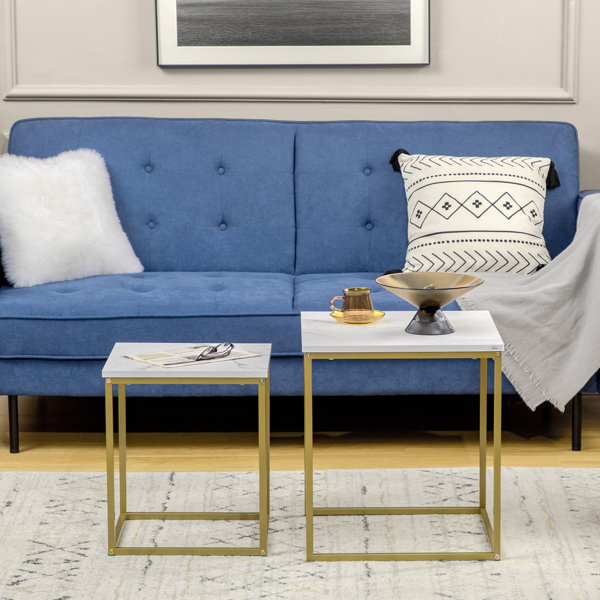 Mercer41 Square Nesting Tables Set Of 2, Stacking Coffee Table Set With ...