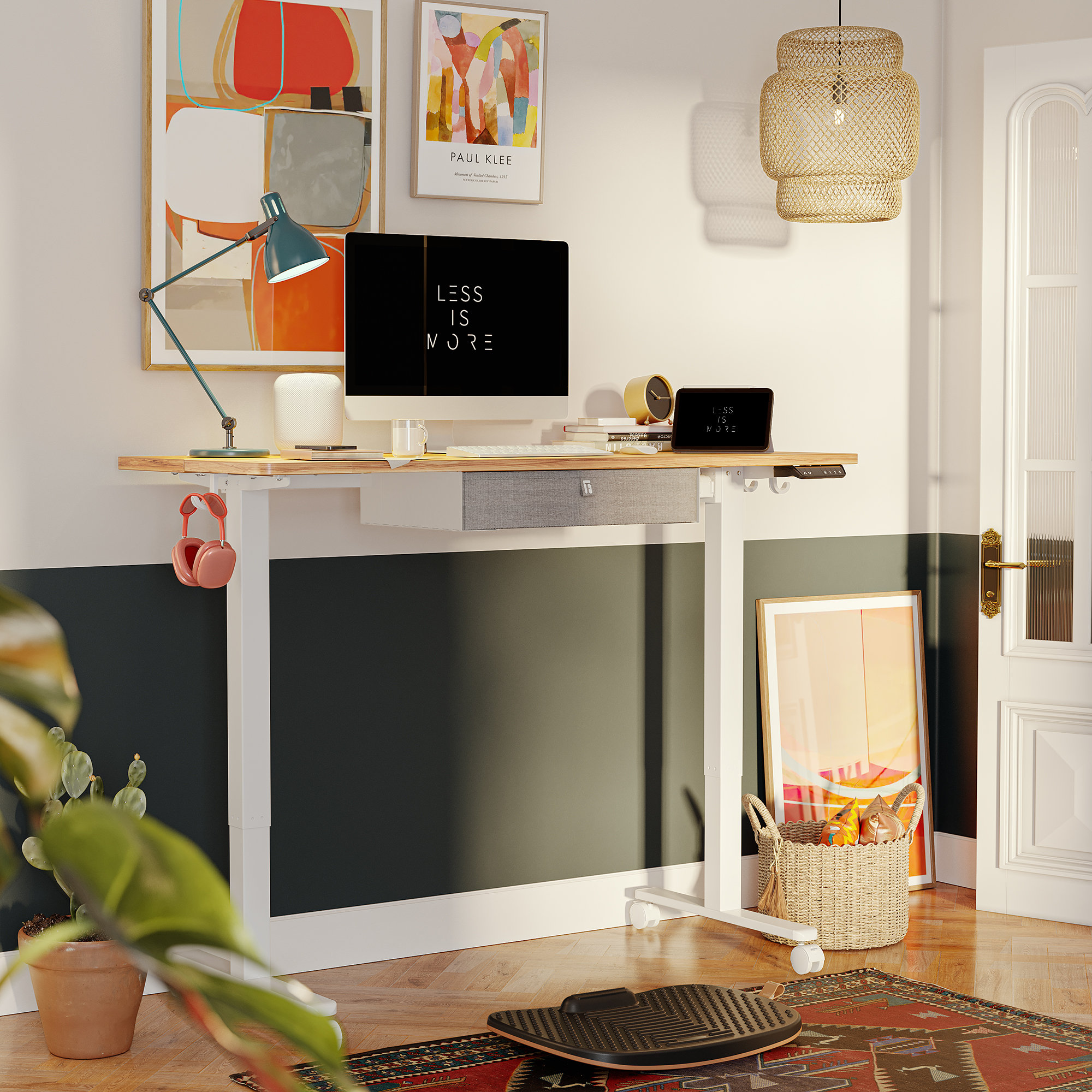 Inbox Zero Height Adjustable Standing Desk With Drawer & Reviews | Wayfair