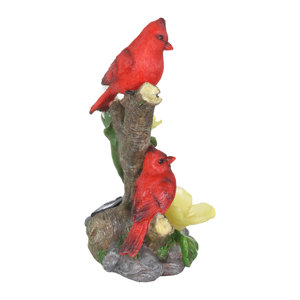 Exhart Cardinals with Solar Flowers on a Branch Hand Painted Garden ...