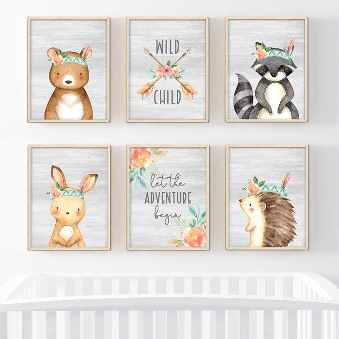 Harriet Bee Denzer Tribal Floral, Bear Raccoon Rabbit Hedgehog, Wild ...