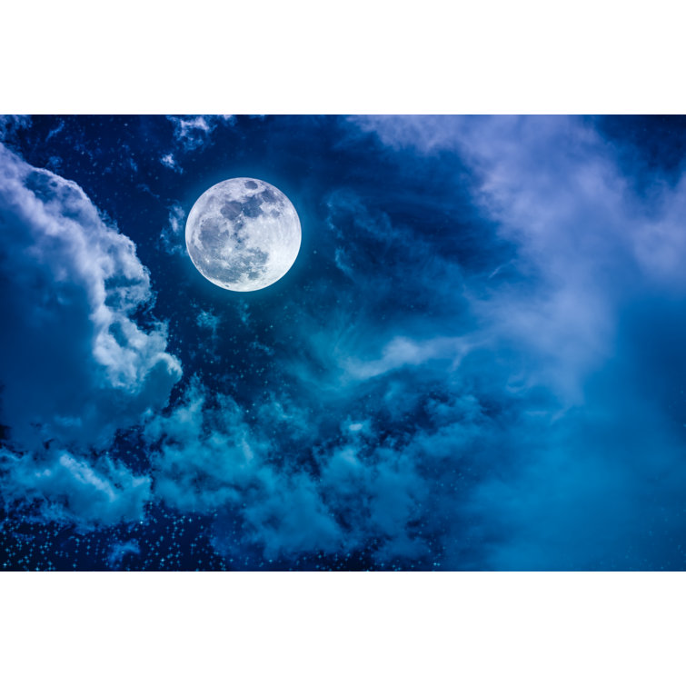 Ebern Designs Bright Full Moon - Wrapped Canvas Photograph | Wayfair