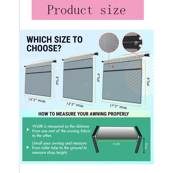 IMMENCE 207" W x 96" D Slope Trailer Awning in Black | Wayfair