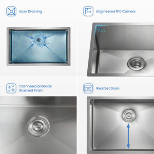 KIBI USA KIBI 19'' W Single Bowl Stainless Steel Undermount Kitchen ...