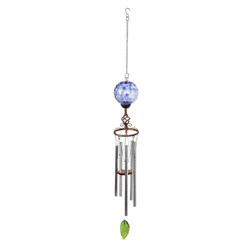 Exhart Solar Pearlized Honeycomb Glass Ball Wind Chime with Metal ...