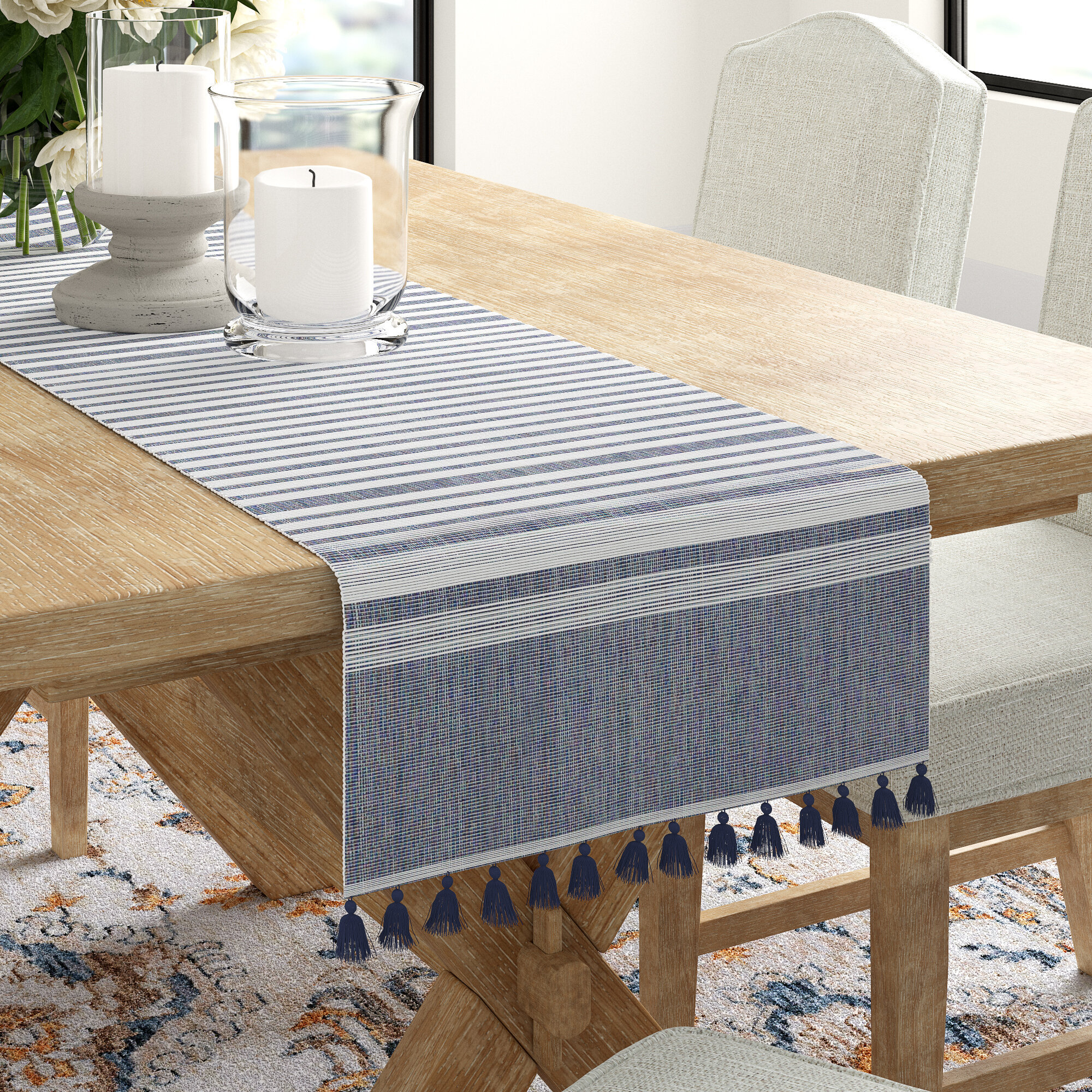 Three Posts™ Penkridge Rectangular Striped Cotton Table Runner ...