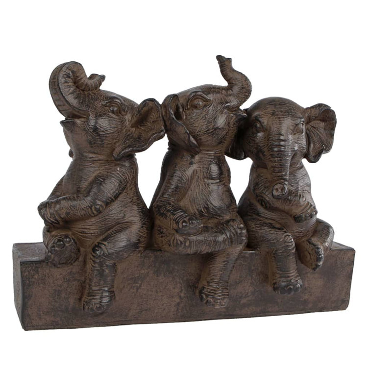 World Menagerie Polystone Three Elephants Arnau Sculpture | Wayfair.co.uk