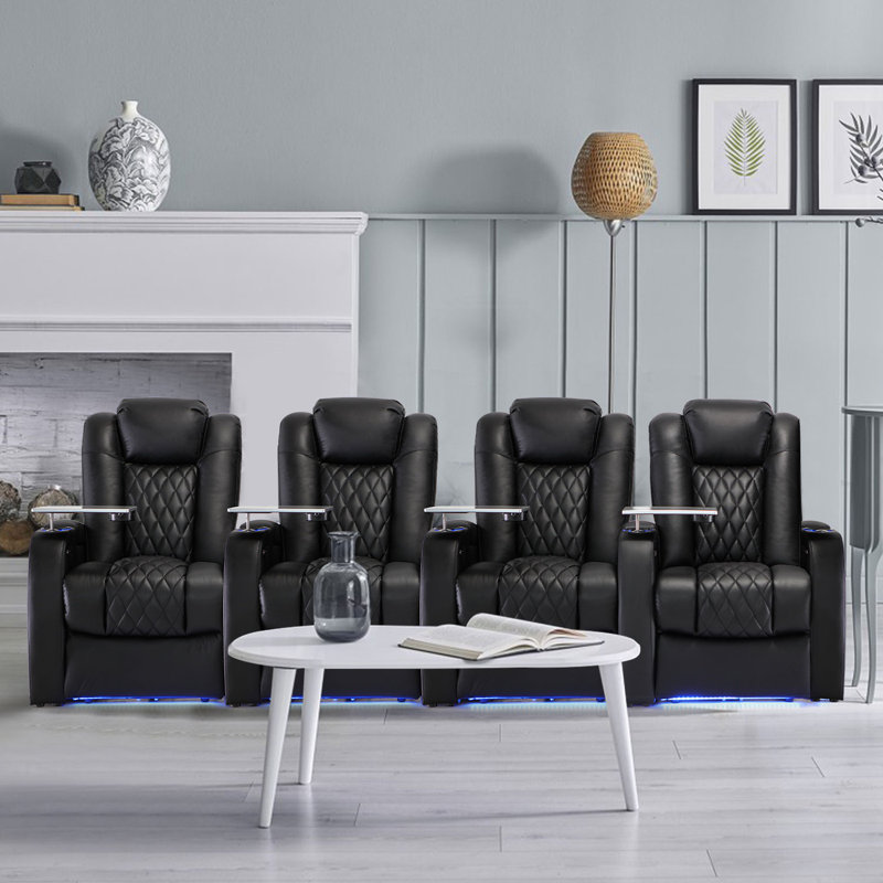 PBRO Leather Home Theater Seating | Wayfair