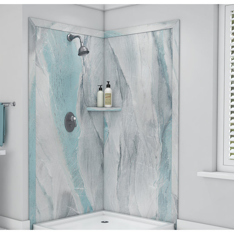 FlexStone Splendor 40"W x 40"D x 80"H Corner Shower Surround & Reviews ...