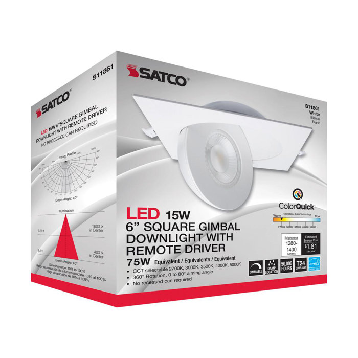 Satco 6" Ultra Slim Selectable CCT New Construction IC LED Canless ...