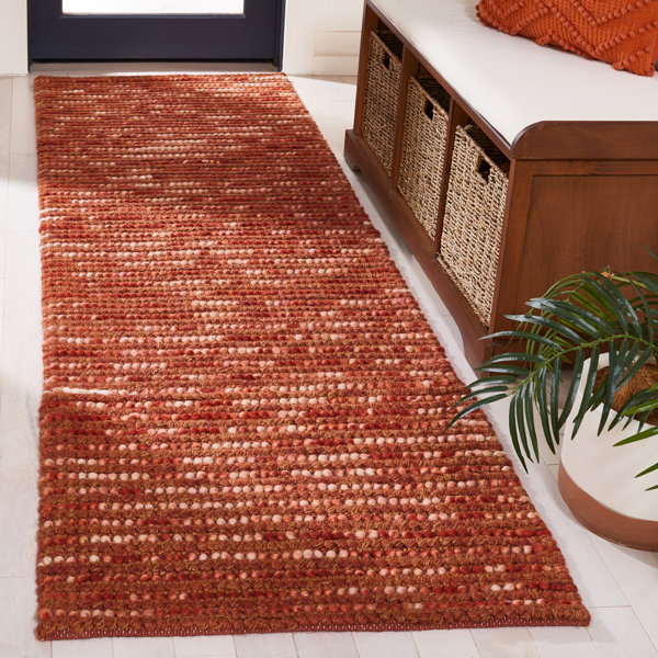 Langley Street Ferrera Striped Handmade Flatweave Rust Area Rug ...