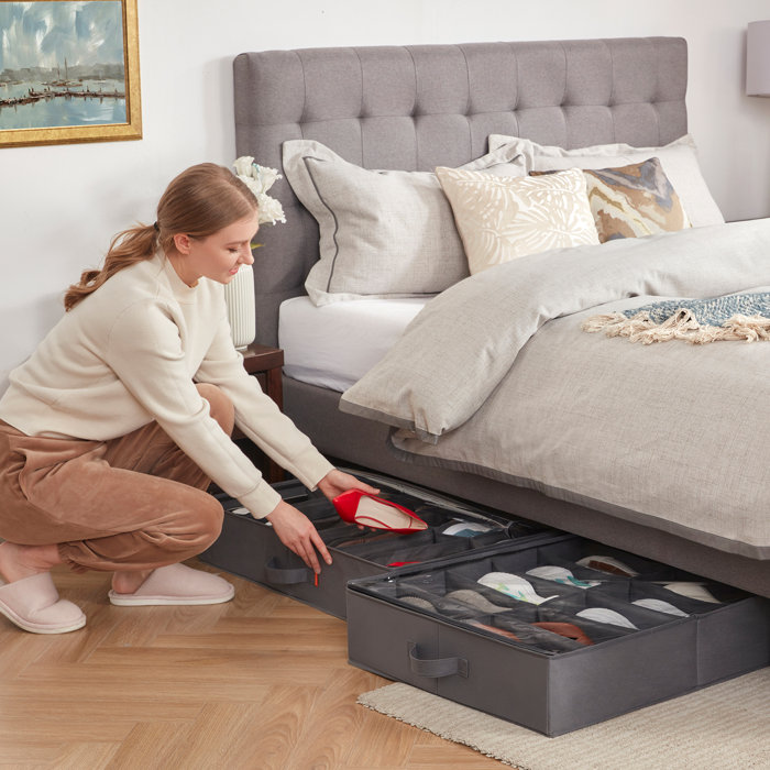 Rebrilliant Fabric Underbed Shoe Storage Set & Reviews | Wayfair