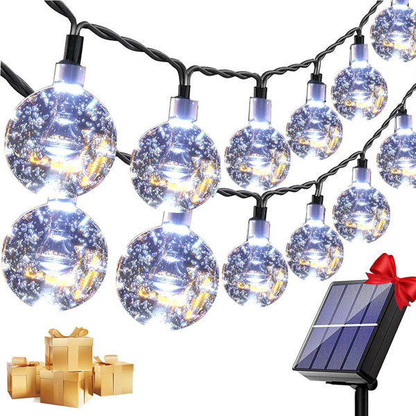 The Party Aisle™ Cottone 256'' Outdoor Solar Powered Lights 30-Bulb ...