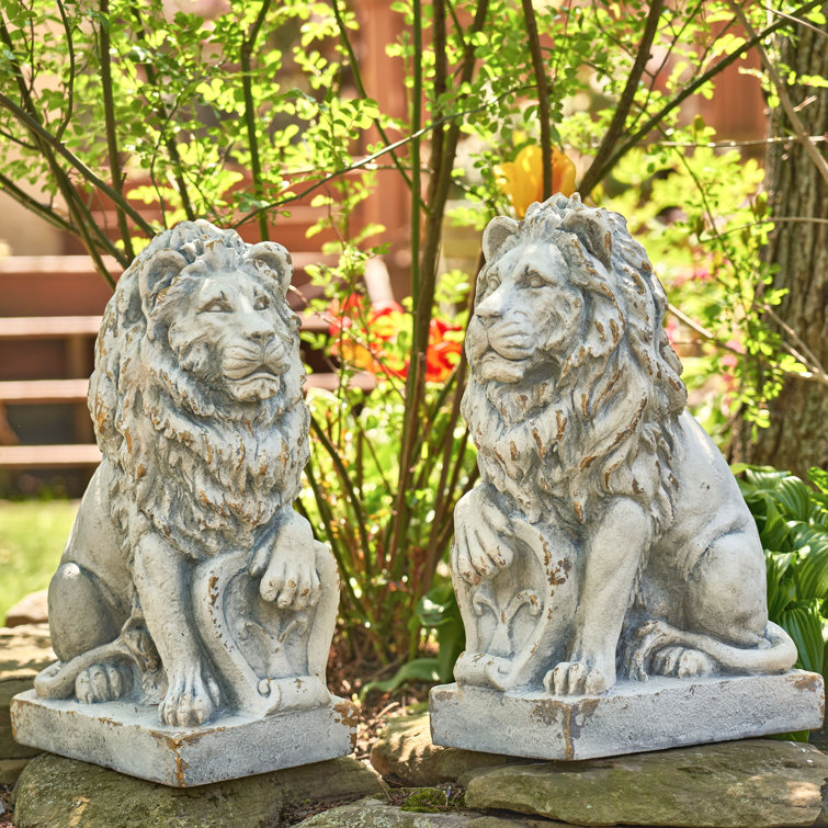 Bloomsbury Market 2 Piece Tall Magnesium Lion Sentry Statue Set ...