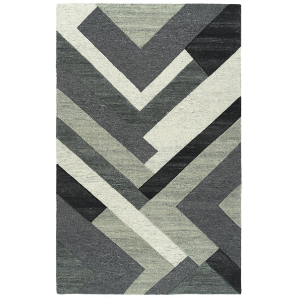 Orren Ellis Wirt Handmade Hand Tufted Wool Charcoal Rug & Reviews | Wayfair