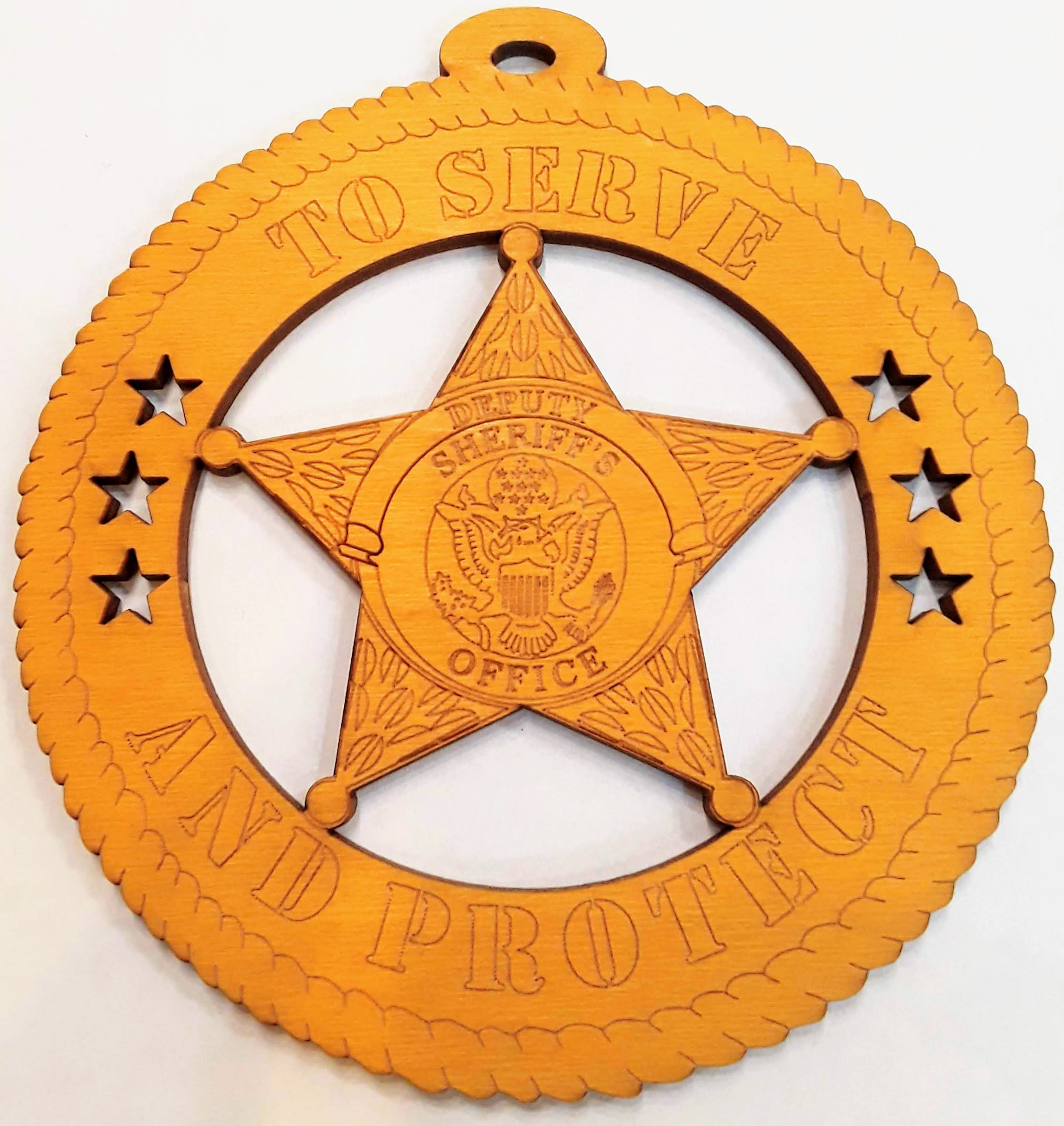 Wood Art USA Wooden To Serve And Protect Sheriff Hanging Figurine ...