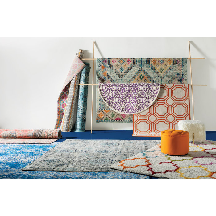 Langley Street Felty Performance Blue/Yellow Rug & Reviews | Wayfair