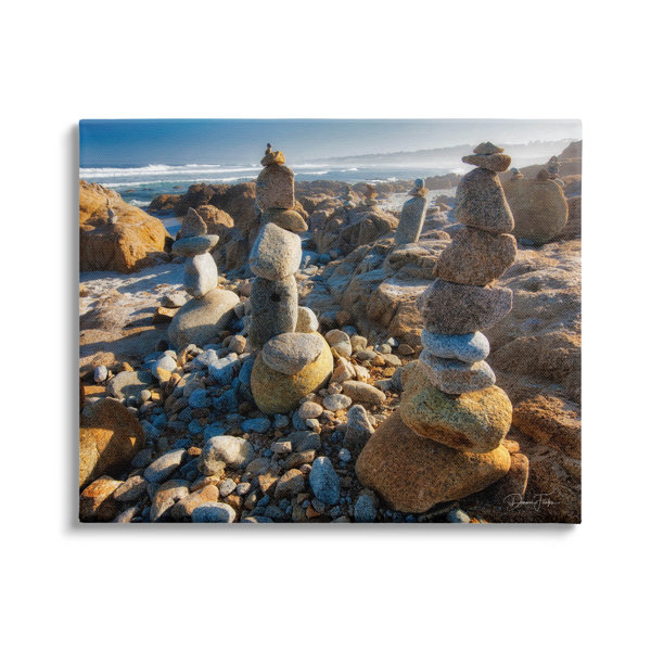 Red Barrel Studio® Stacked Pebbles Coastal Rocks by - Wrapped Canvas ...