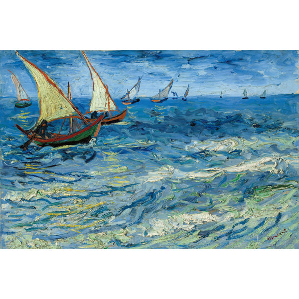 Breakwater Bay Seascape At Saintes-Maries by Vincent Van Gogh - Wrapped ...
