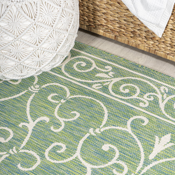 Canora Grey Debbe Green/White Indoor/Outdoor Rug & Reviews | Wayfair