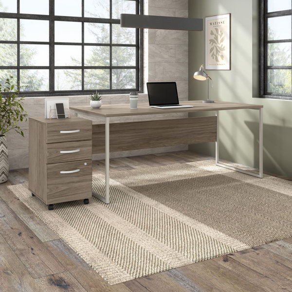 Bush Business Furniture Hybrid Desk and 3 Drawer Mobile Pedestal | Wayfair