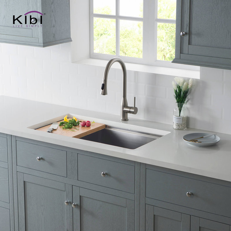 KIBI USA KIBI 33'' W Single Bowl Stainless Steel Undermount Kitchen ...