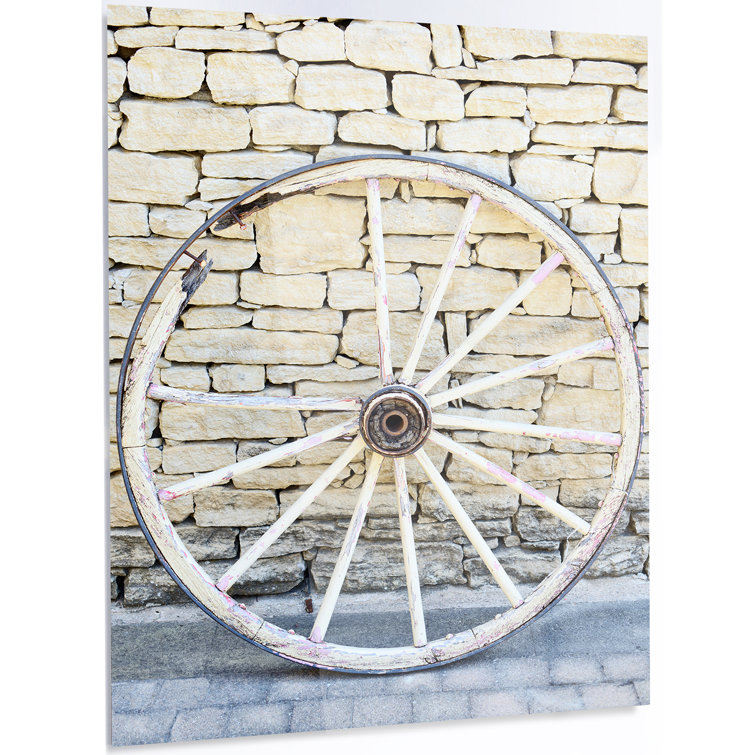 DesignArt Old Vintage Broken Wood Wheel - Unframed Photograph on Metal ...