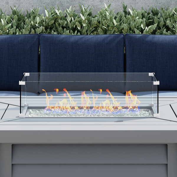 Borealis Olney Rectangle Fire Pit Flame Guard (Glass) | Wayfair