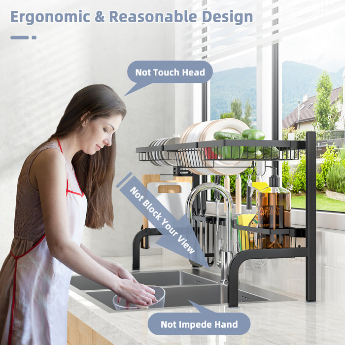 Costway Steel Adjustable Over the Sink Dish Rack & Reviews | Wayfair