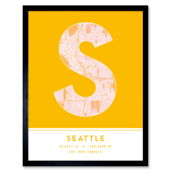 Wee Blue Coo Seattle City Map Seattle Yellow by Wee Blue Coo - Picture ...