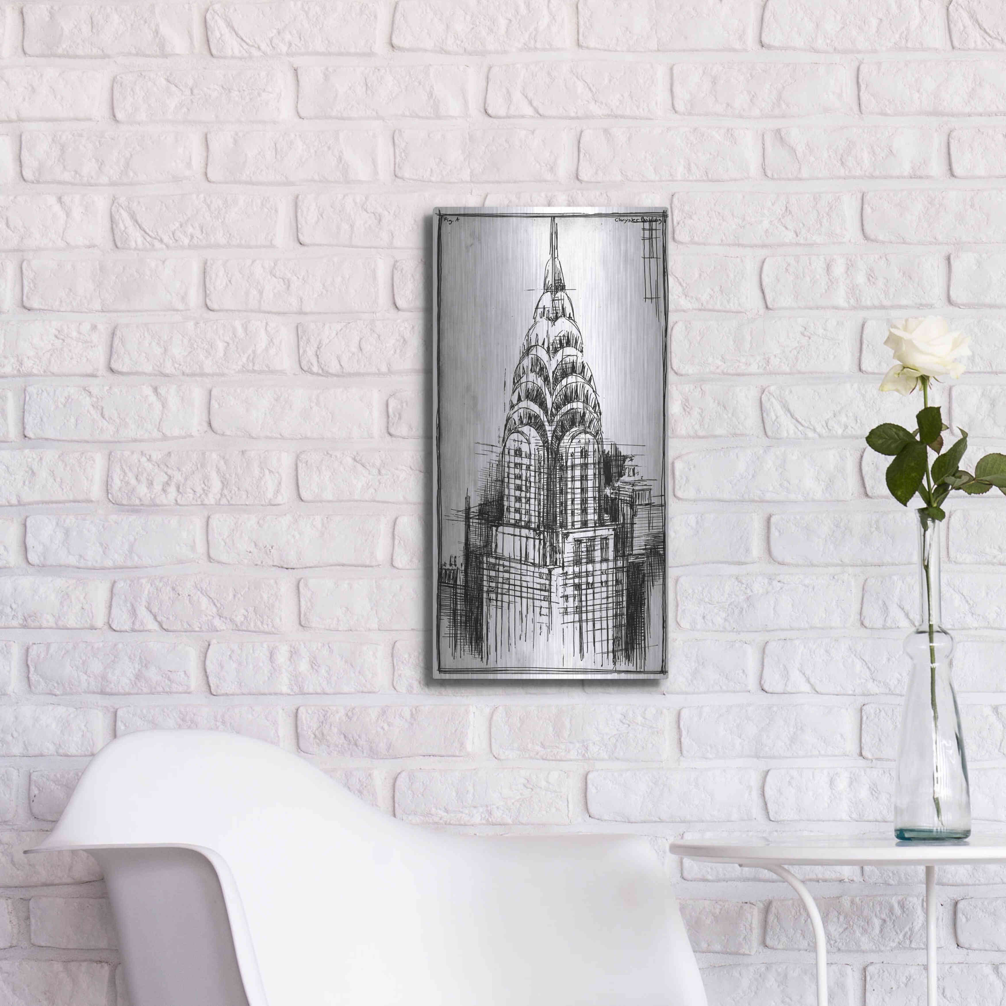 17 Stories Luxe Metal Art 'Inverted Chrysler Blueprint' By Et Inverted ...