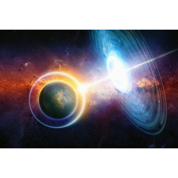 Ebern Designs War In Space by - Wrapped Canvas Print | Wayfair