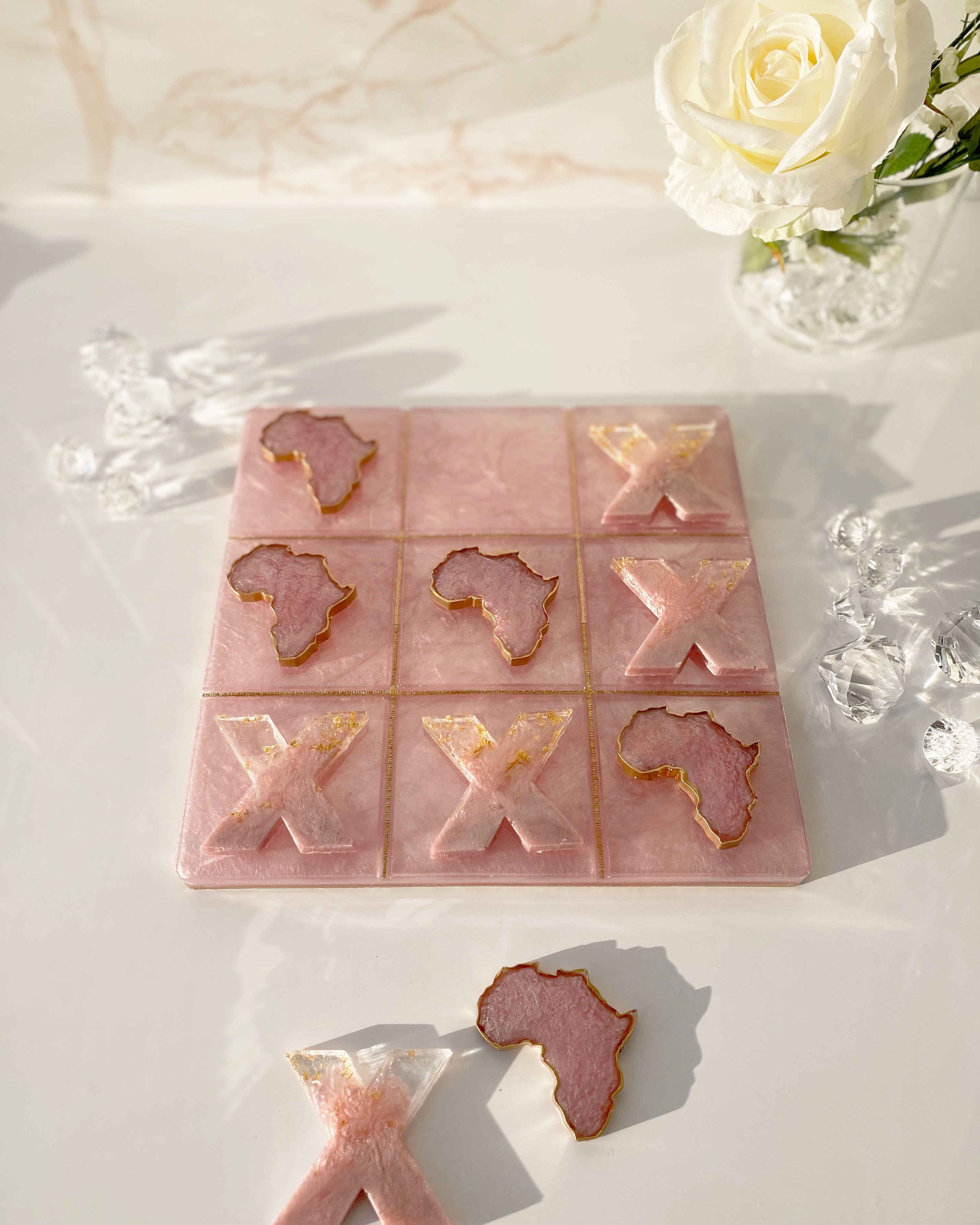 Rain Sky Home Decor Tic Tac Toe Africa - Rose Quartz | Wayfair