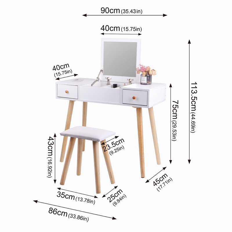 Hykkon Sven Dressing Table with Mirror & Reviews | Wayfair.co.uk