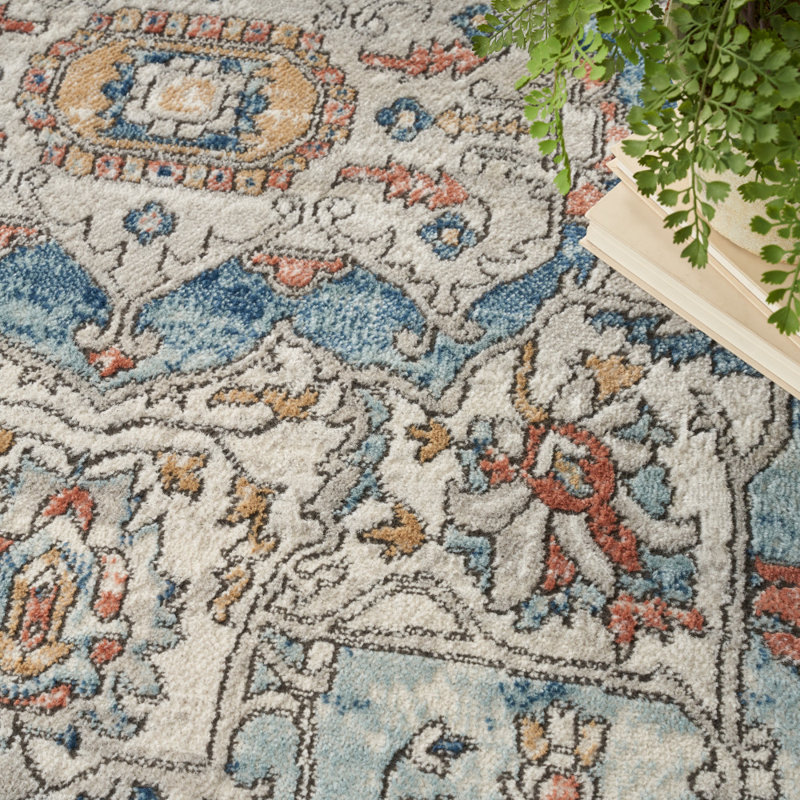 Steelside™ Amalie Blue/Ivory Rug & Reviews | Wayfair