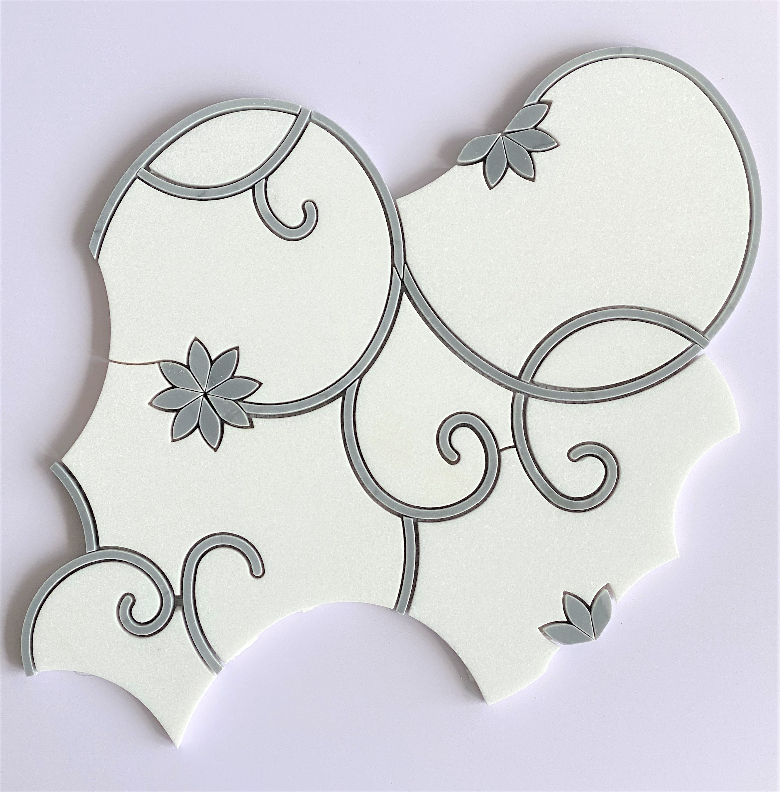 ES Stone Water Jet Water Jet 14" x 13" Marble Mosaic Tile | Wayfair