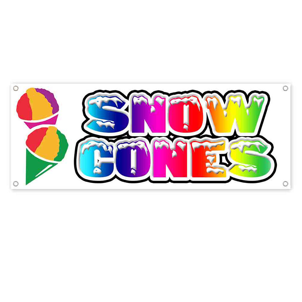 TampaPrinting Snow Cones Banner 13 Oz | Non-Fabric | Heavy-Duty Vinyl ...