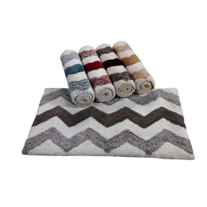 Ivy Bronx Erickson Tonal Designer Rectangle Non-Slip Chevron Bath Rug ...
