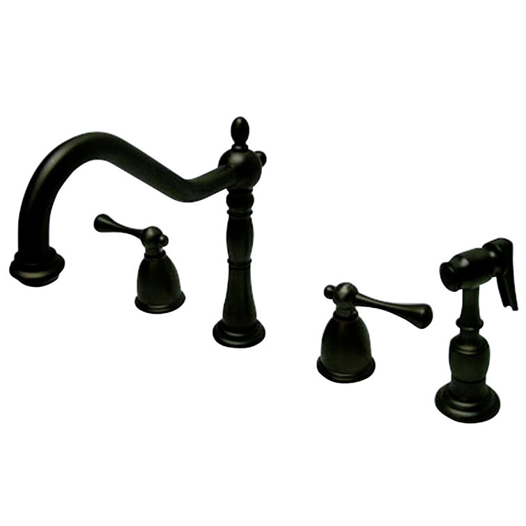 Kingston Brass English Country Kitchen Faucet with Side Spray & Reviews ...