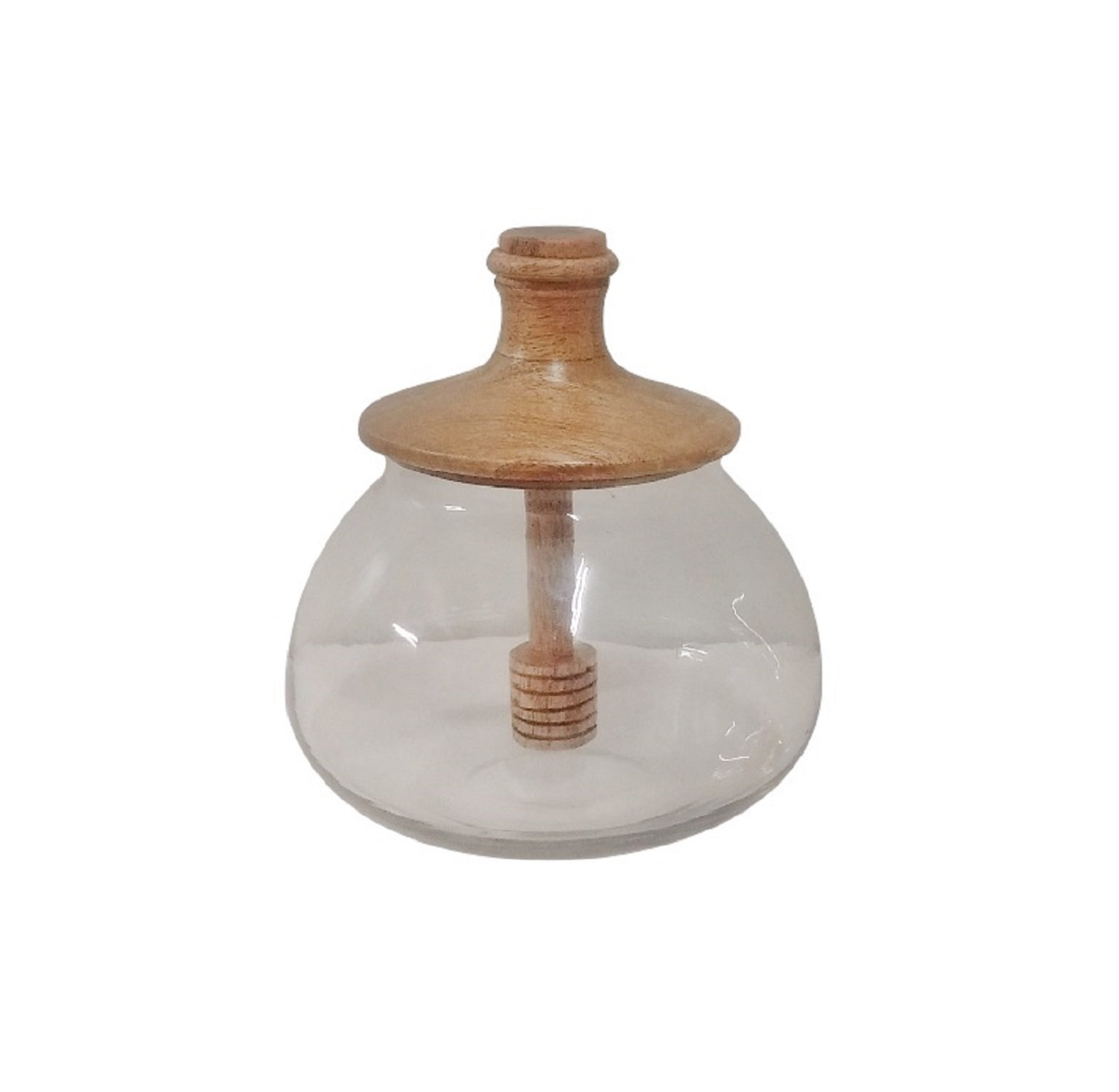 August Grove® Glass & Wood Honey Jar | Wayfair